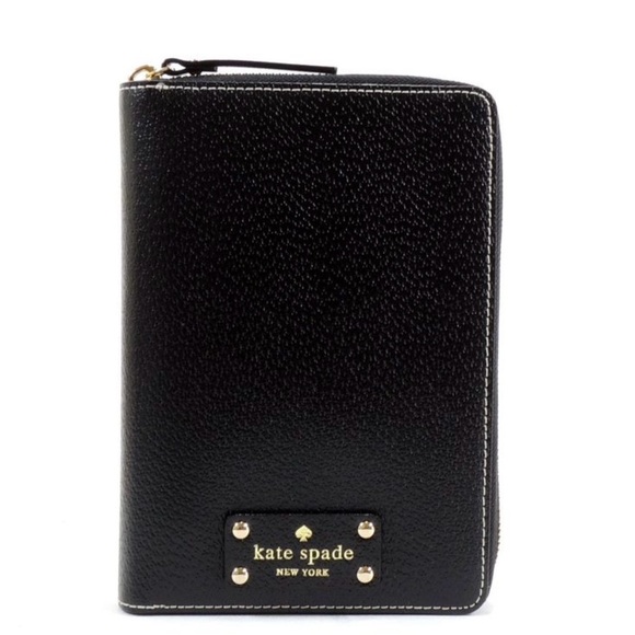 kate spade | Accessories | Kate Spade Black Textured Zip Around ...